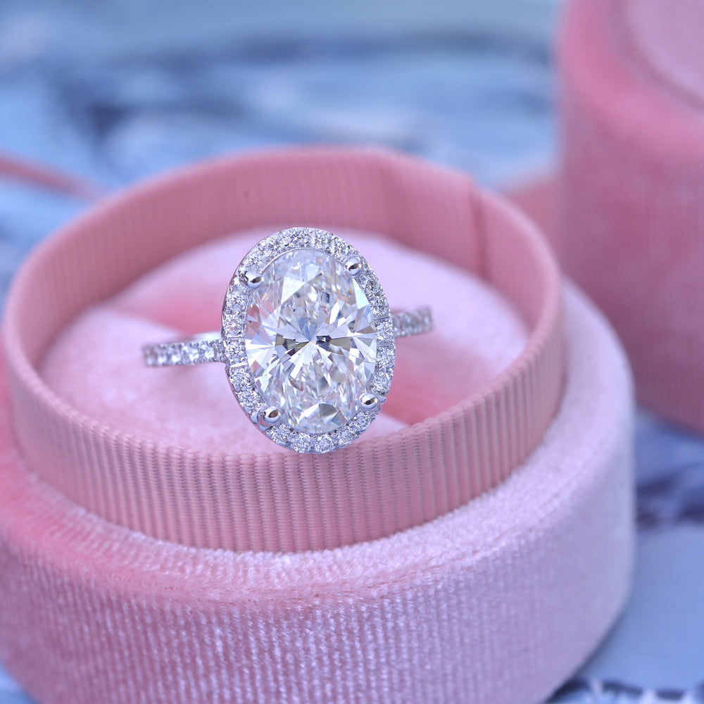 Classic Oval Halo - Lab Grown diamond engagement ring 2ct, 2.5ct 3ct.