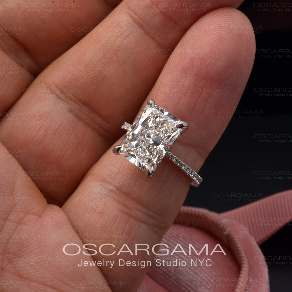5ct Radiant Solitaire Diamond Engagement ring - Lab Grown Diamond